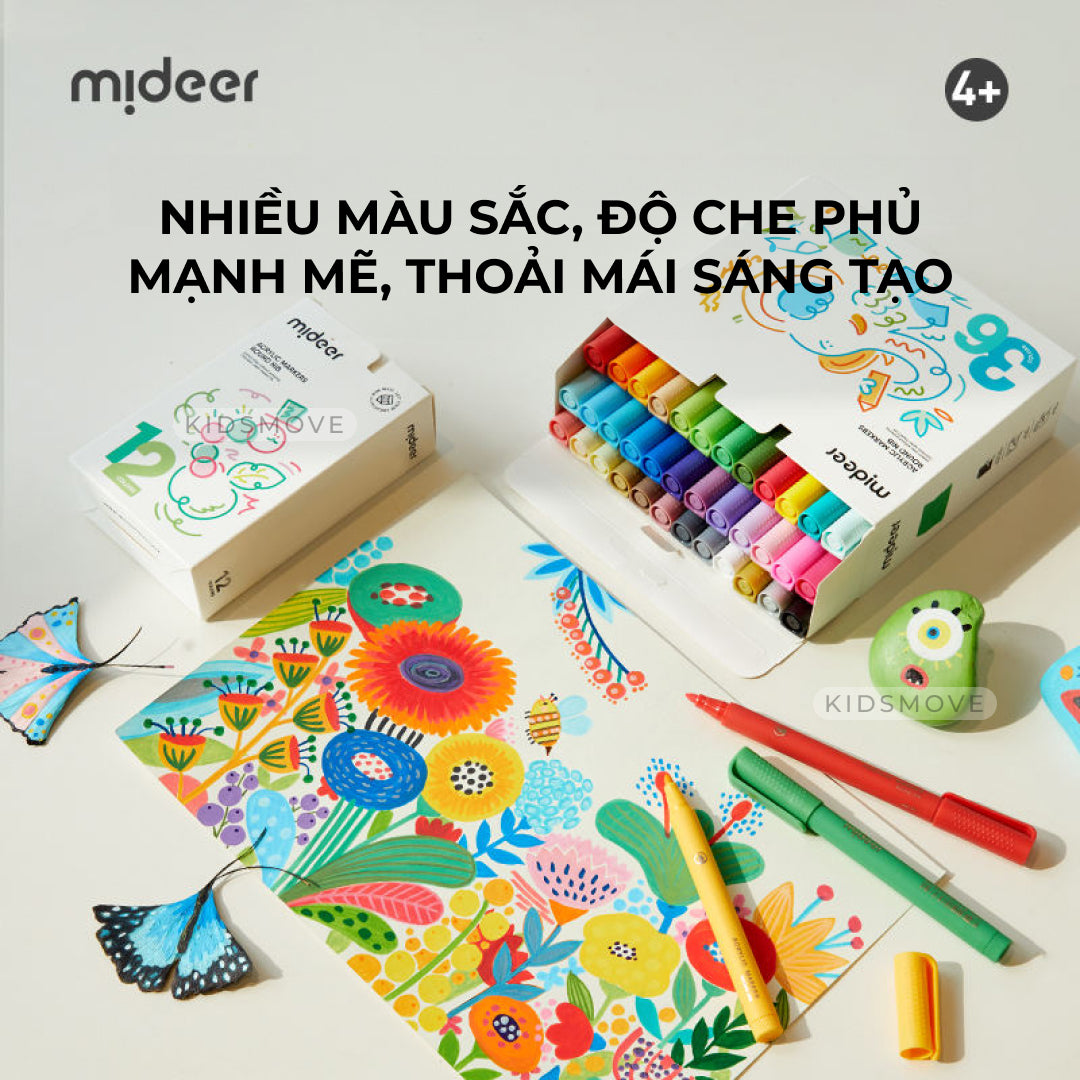 Bút màu Acrylic cho bé Mideer chính hãng, vẽ trên mọi chất liệu ...