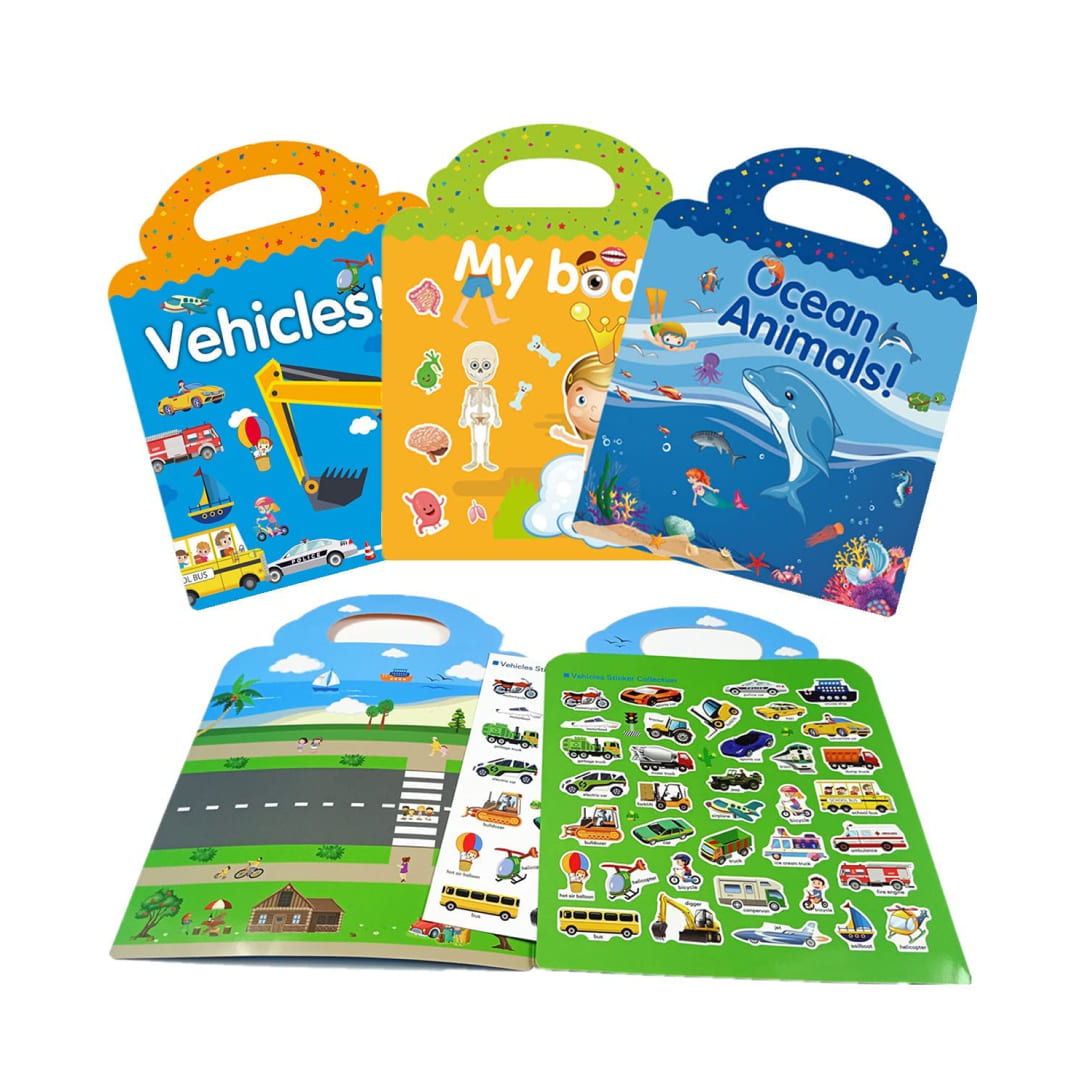Sách sticker dán hoạt hình dùng nhiều lần nhiều chủ đề cho bé 3 tuổi ...