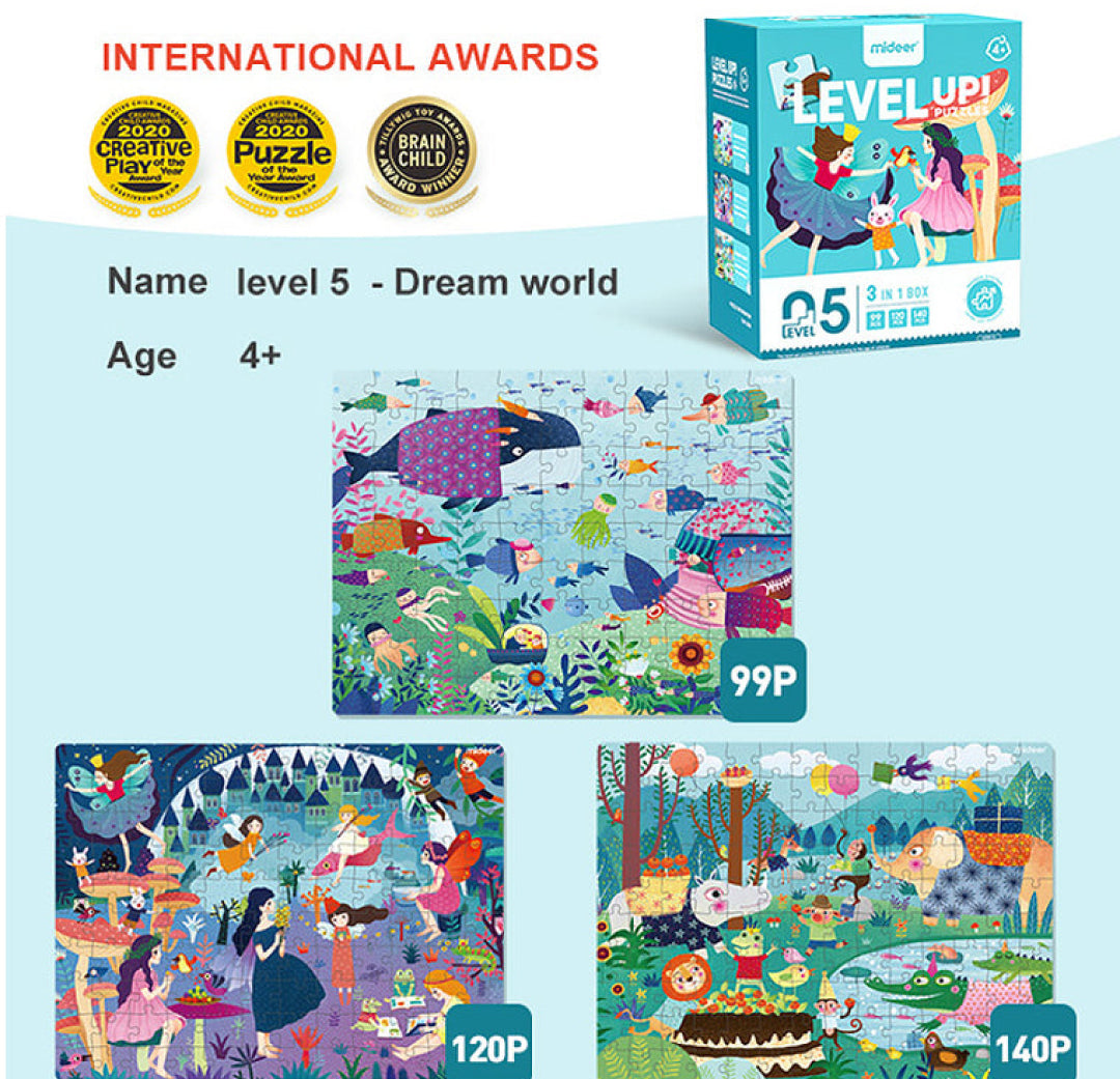 Bộ xếp hình cho bé Mideer Level Up, 8 cấp độ, 1-7 tuổi, nhiều chủ đề ...